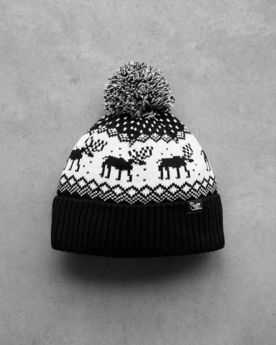Czapka Staff white & black pattern pompon